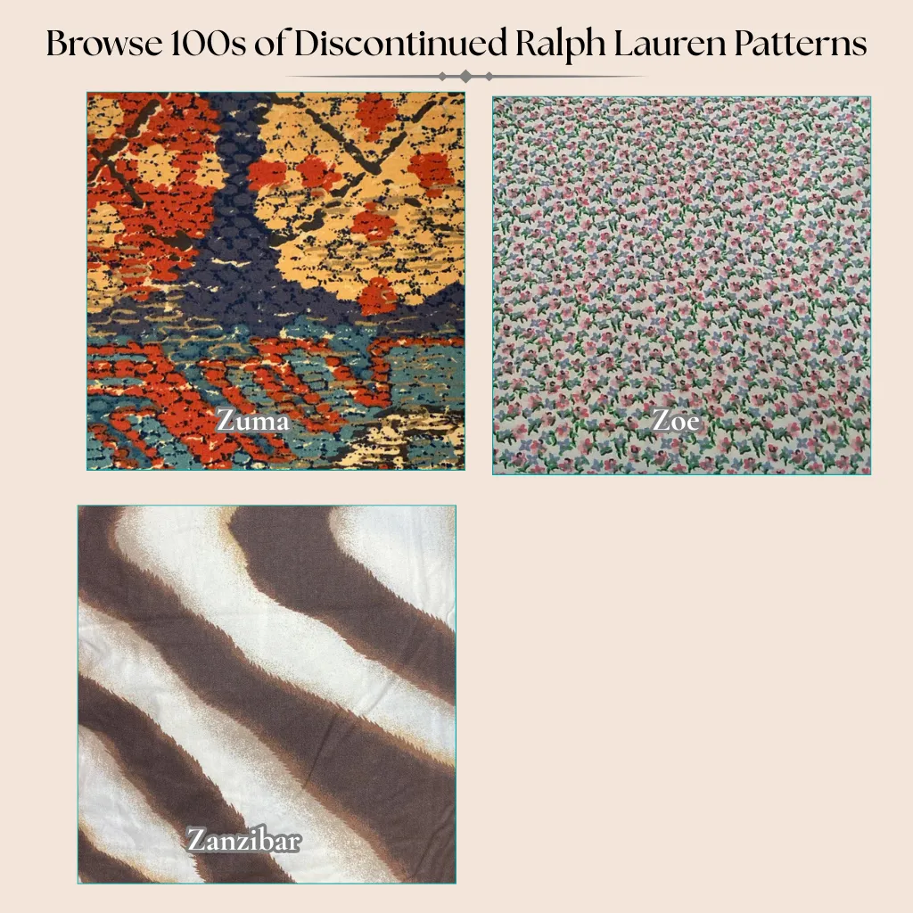 Browse 100s of Discontinued Ralph Lauren Bedding Patterns A-Z Swatches