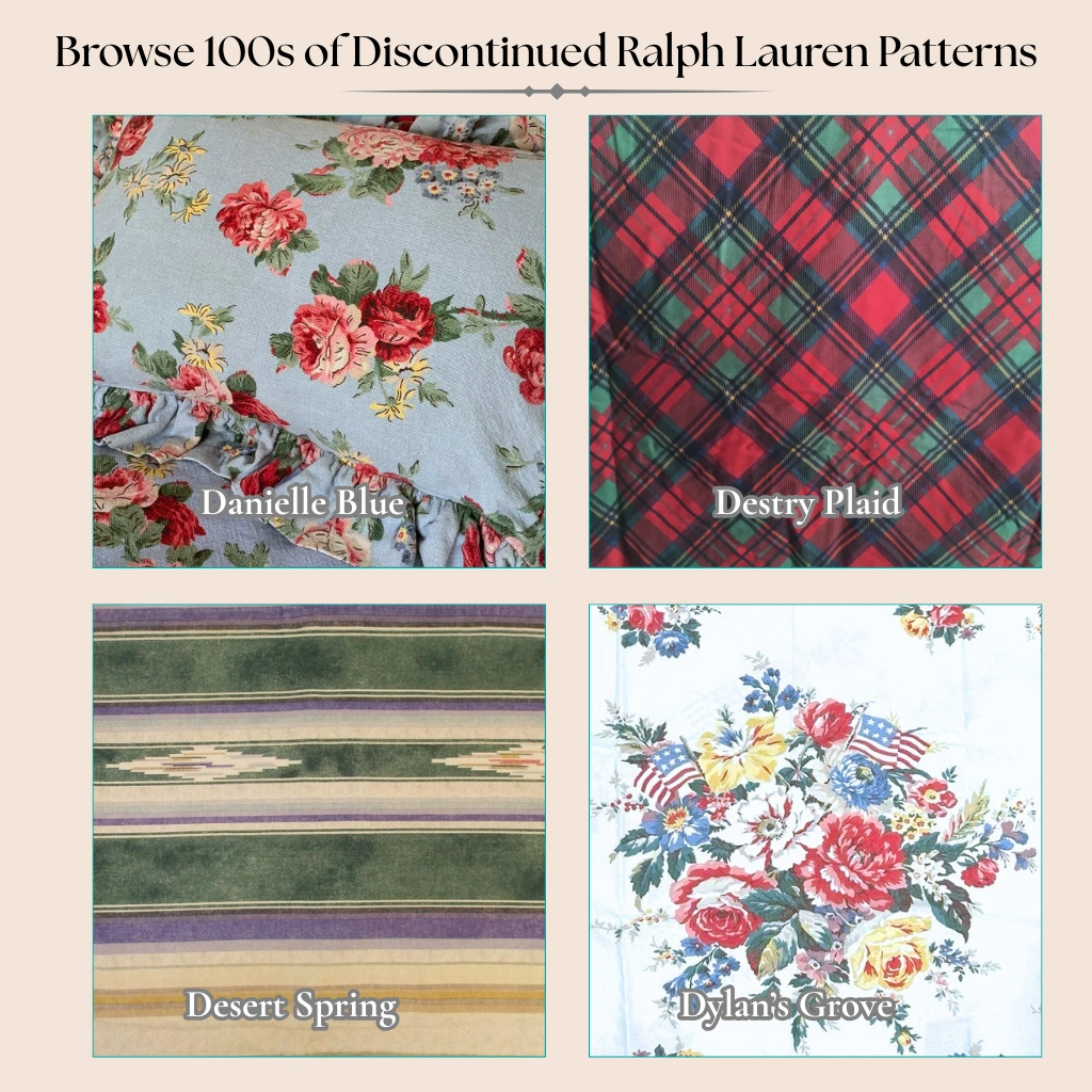 Browse 100s of Discontinued Ralph Lauren Bedding Patterns A-Z Swatches